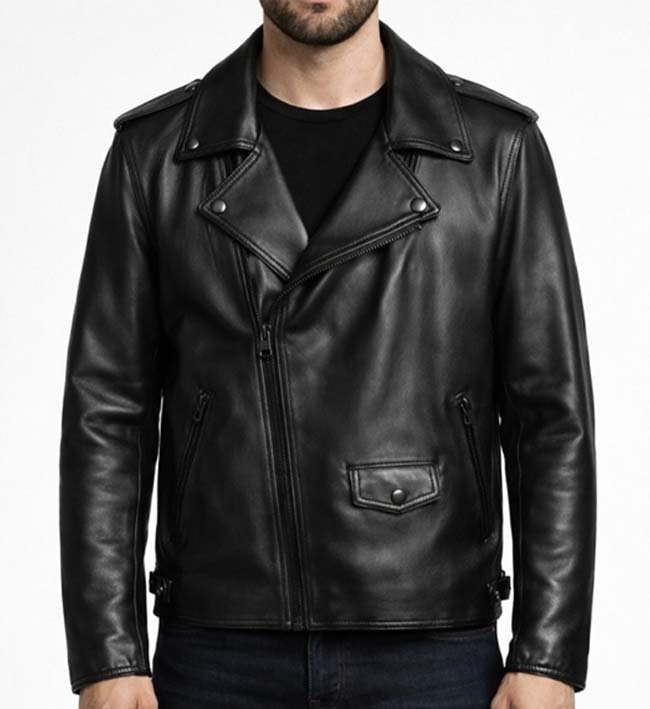 All Black Zipper Biker Leather Jacket For Men’s | Livin Leathers